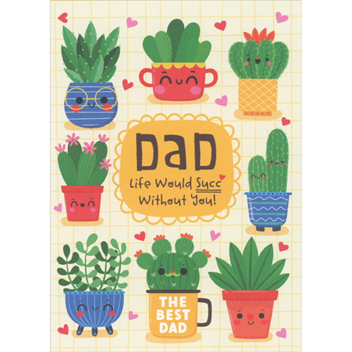 Eight Cute Cacti in Pots: Life Would Succ Without You Funny / Humorous ...