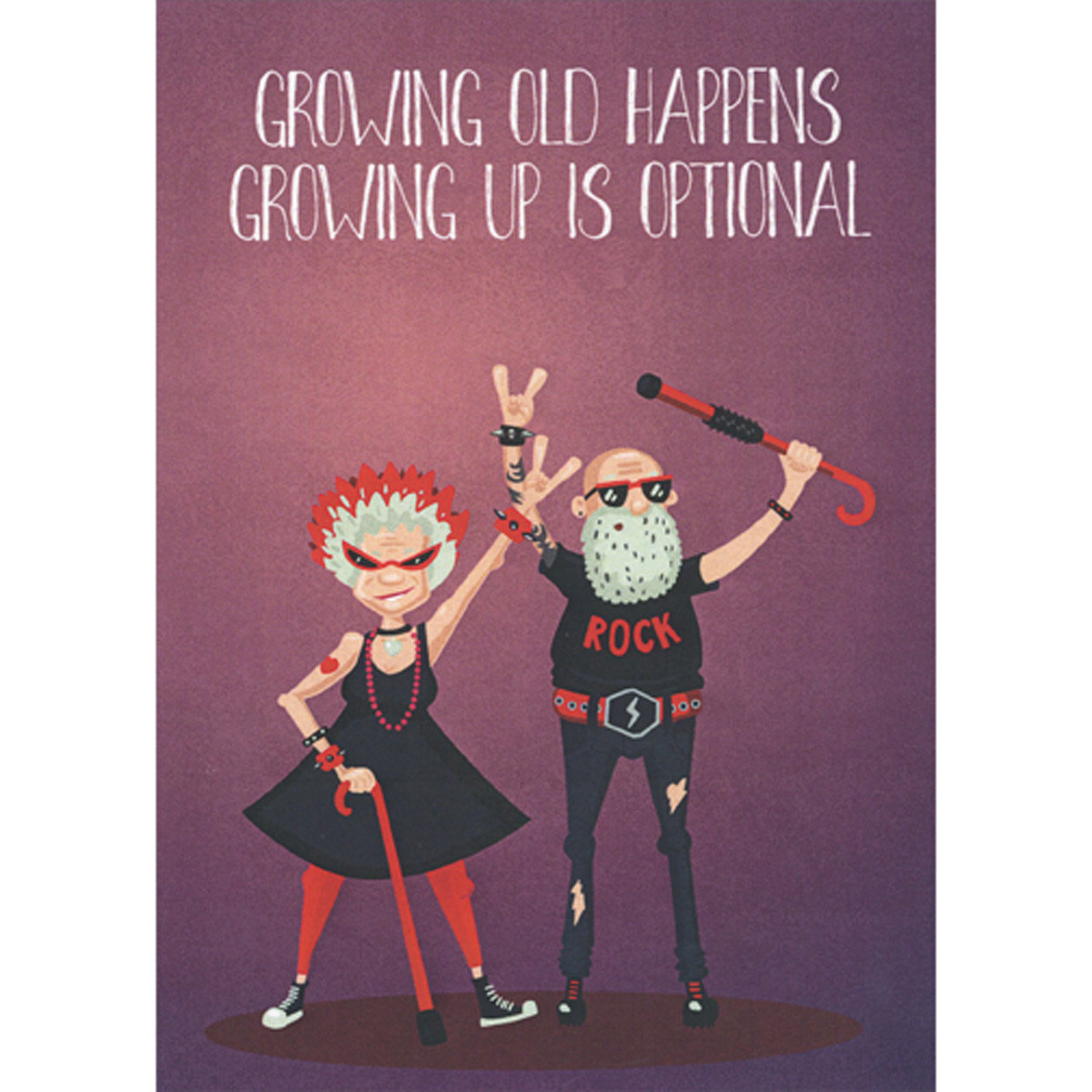 Growing Up is Optional Rocking Seniors Funny Birthday Card | PaperCards.com
