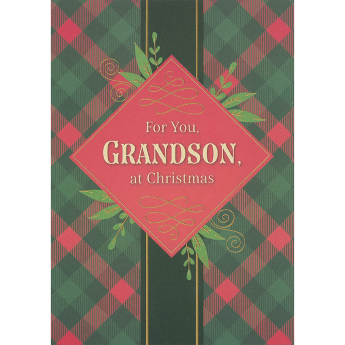 Diamond Shaped Banner Over Red and Green Tartan Background Christmas ...