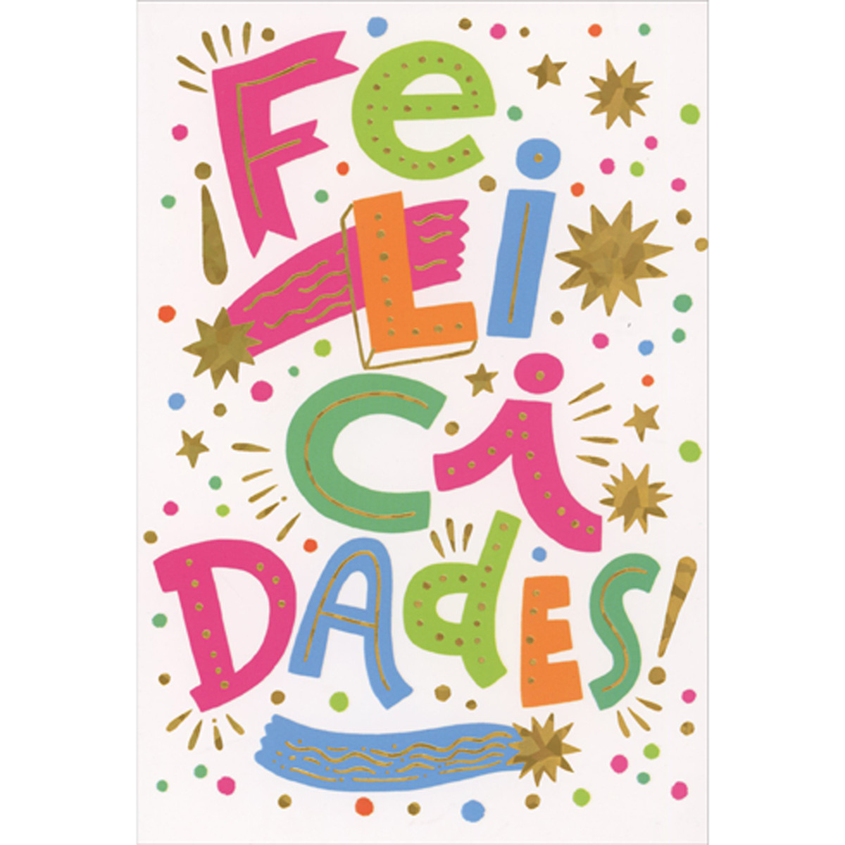 Felicidades: Colorful Letters and Holographic Gold Foil Stars Spanish ...