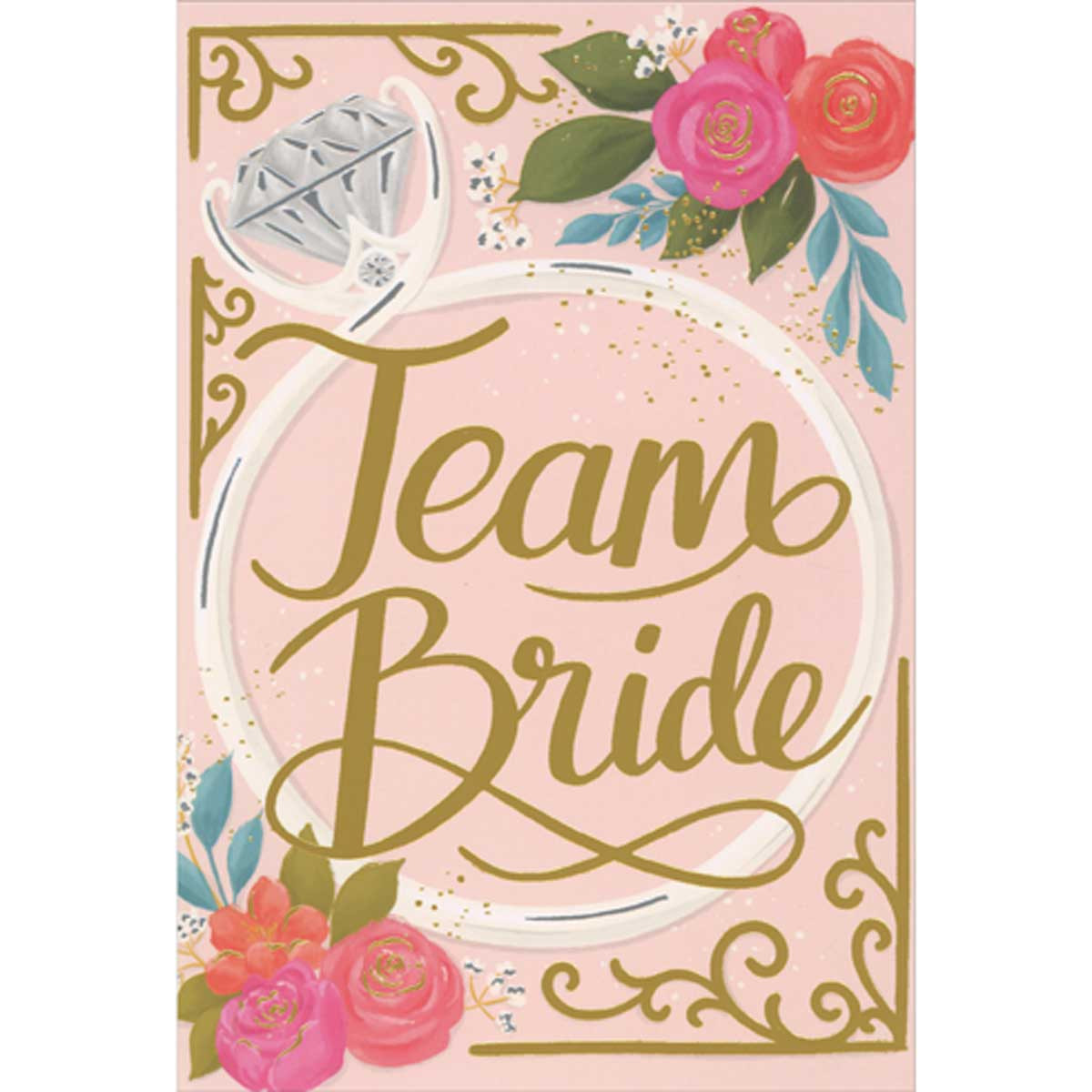 Team Bride: Large Wedding Ring and Flowers Congratulations Bridal ...