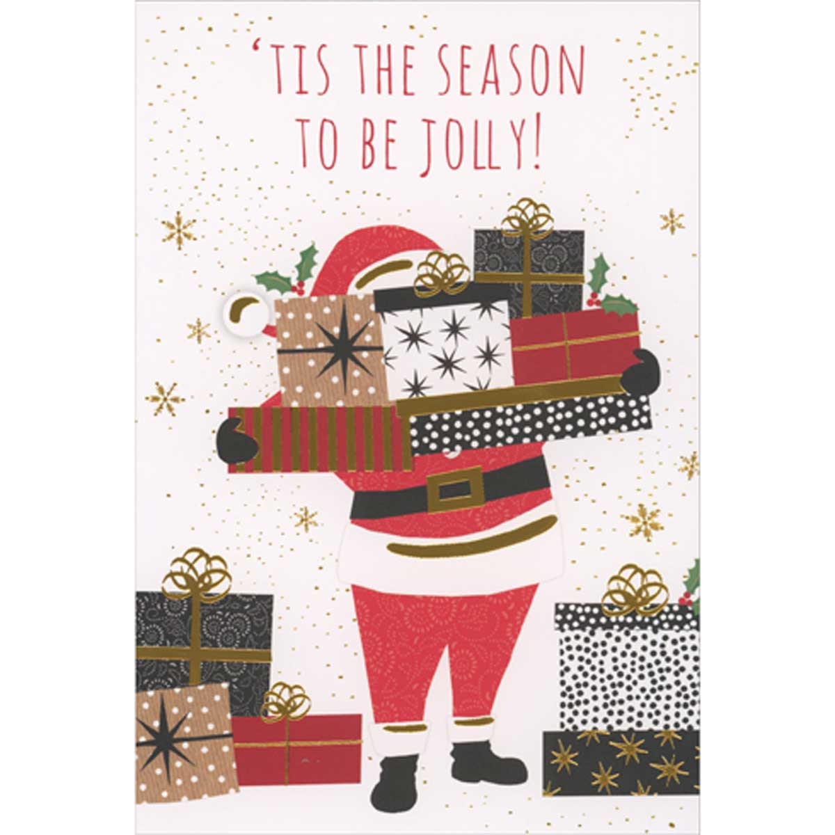 Tis the Season to Be Jolly: Santa Carrying a Stack of Presents ...