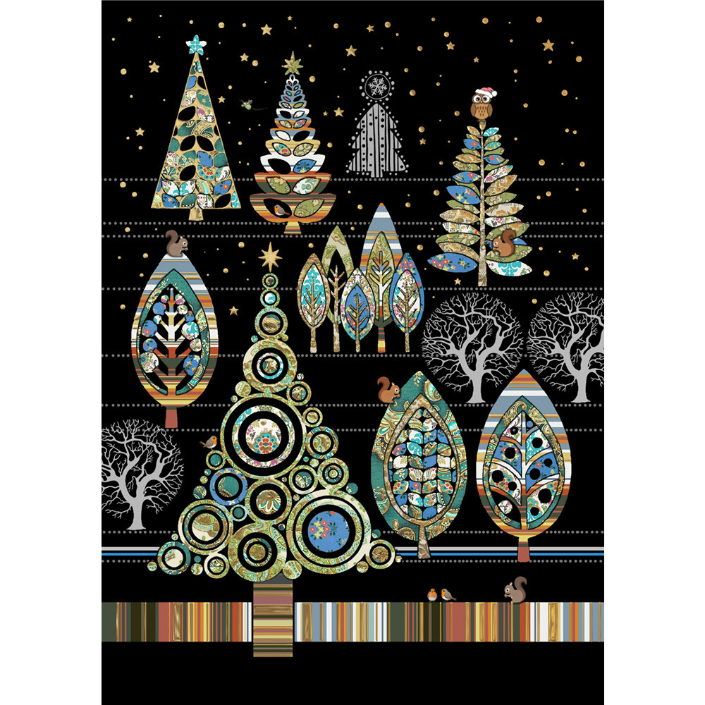 Forest of Gold Foil Accented, Colorfully Patterned Teardrop and ...