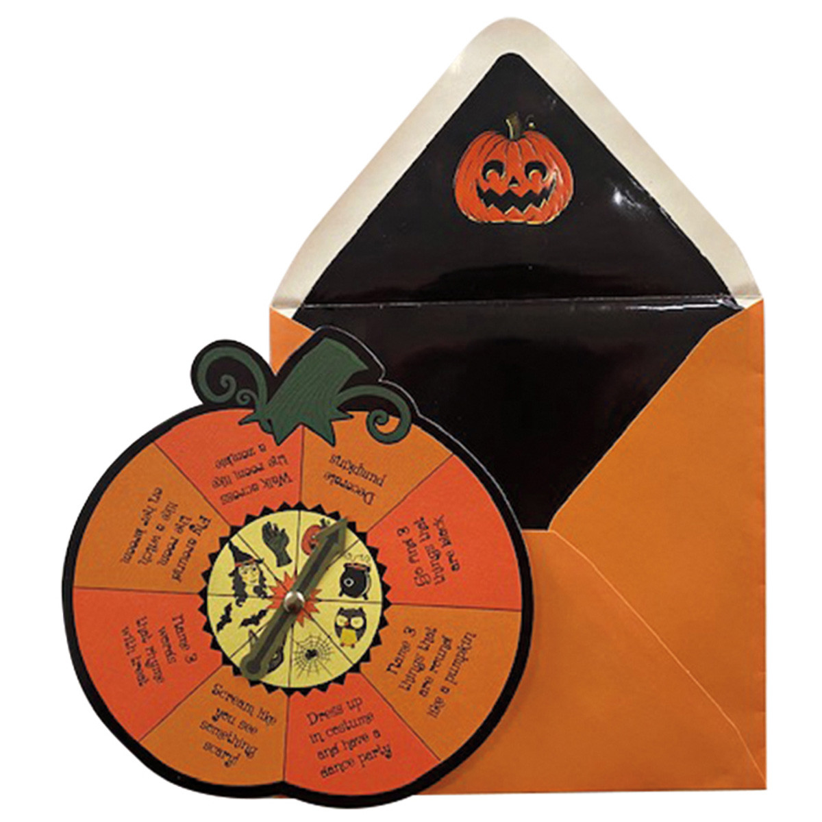 Die Cut Pumpkin Spinner Game Interactive Halloween Card | PaperCards.com