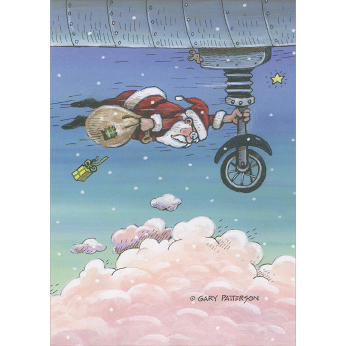 Santa Hanging on to Airplane Landing Gear with One Hand Funny Christmas ...