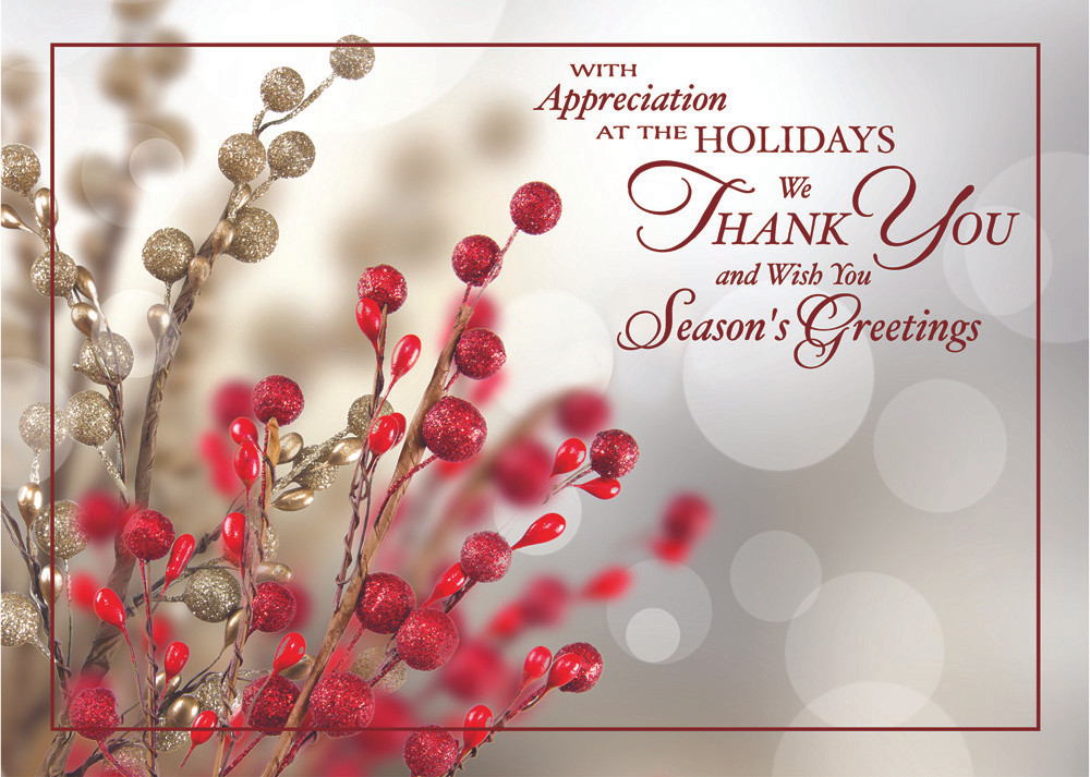 Tidings of Appreciation: Red and Gold Berries on Branches Box of 25 ...