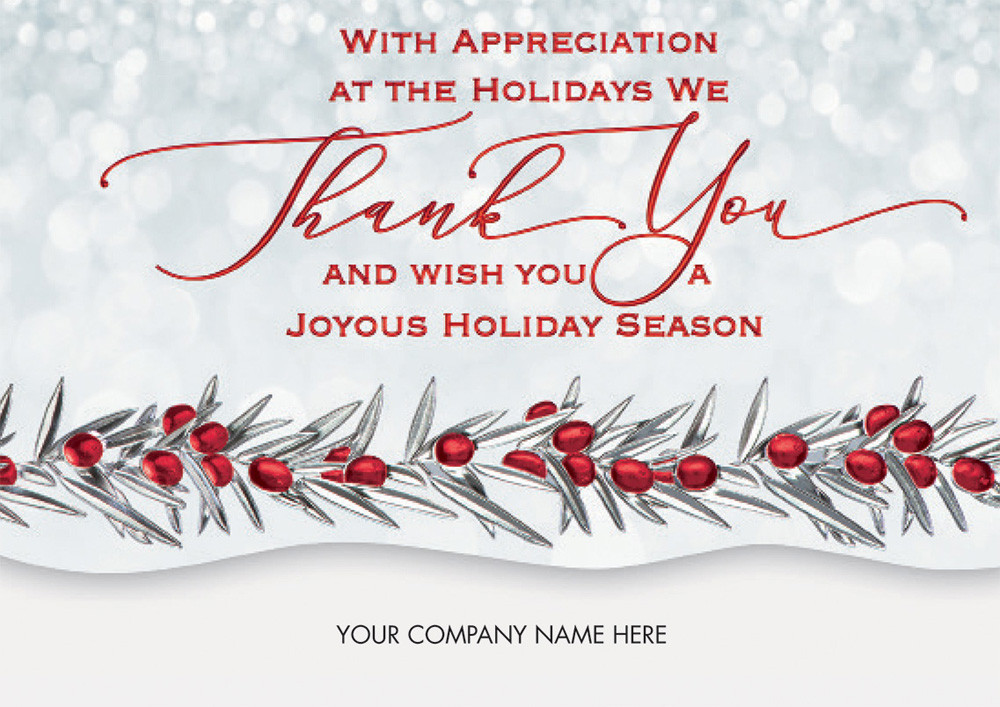 Silver Pine Branch with Red Berries Die Cut Short Fold Box of 25 Custom ...