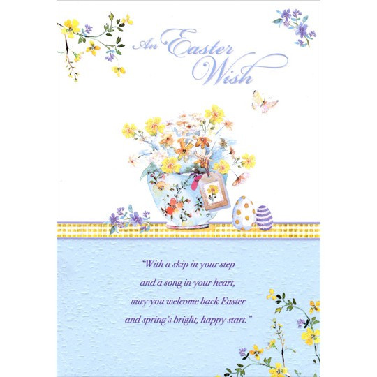 Sparkling Glitter Flower Pot Easter Card | PaperCards.com