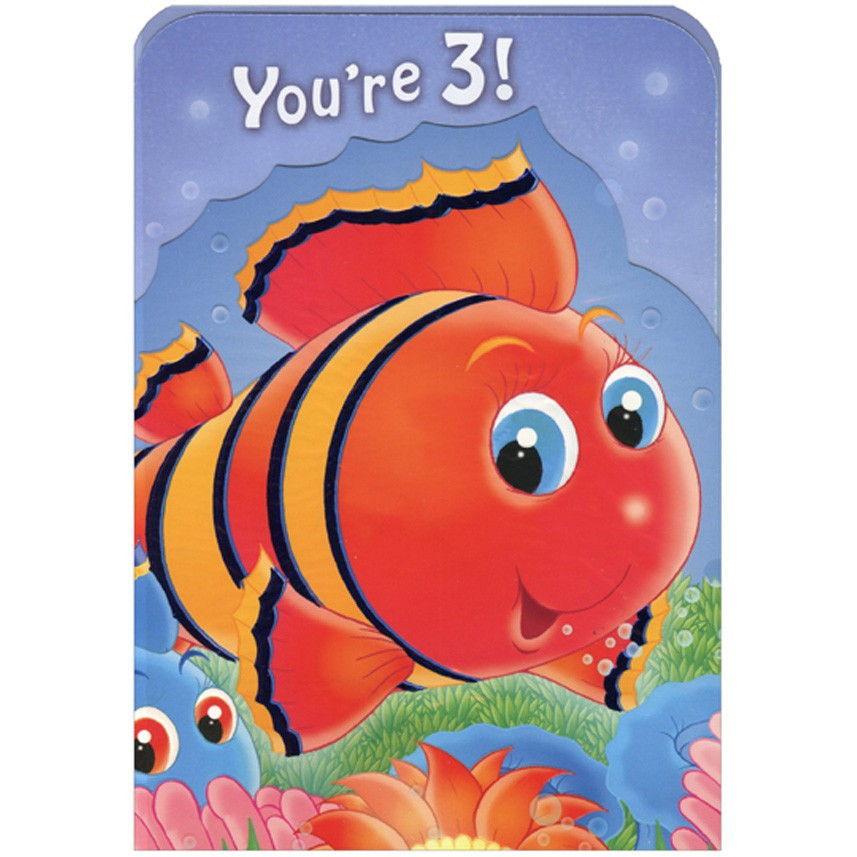 Red, Orange and Blue Fish Die Cut Age 3 / 3rd Birthday Card ...