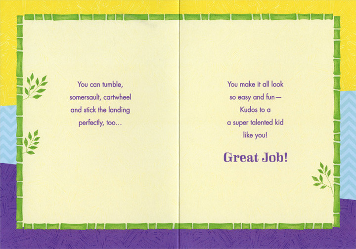 Terrific Gymnast Monkeys Gymnastics Congratulations Card for Kids ...