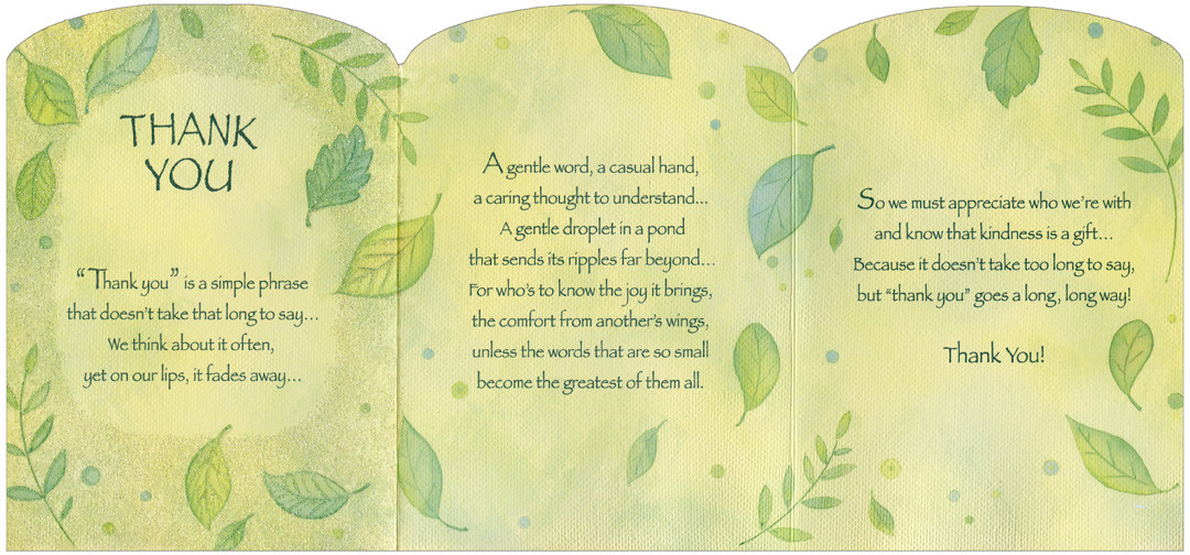 Blue and Green Falling Leaves with Glitter Border Die Cut Z-Fold Thank ...