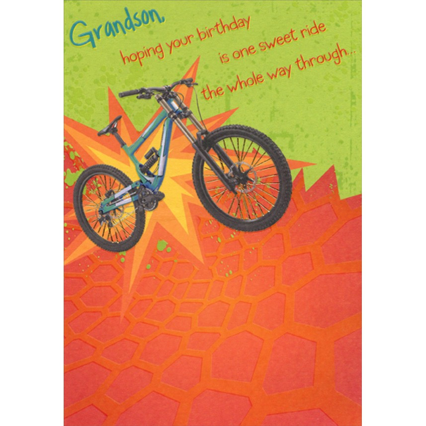 Blue Bike with Gold Foil Wheel Spokes Juvenile Birthday Card for ...