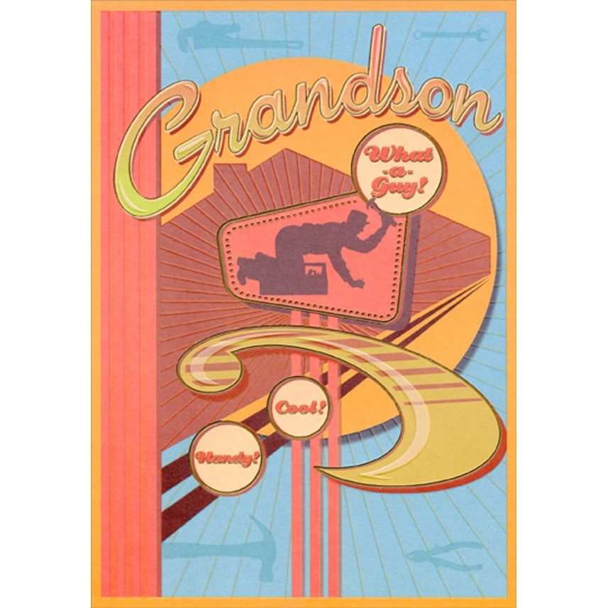 Handyman Silhouette Sign Grandson Birthday Card | PaperCards.com