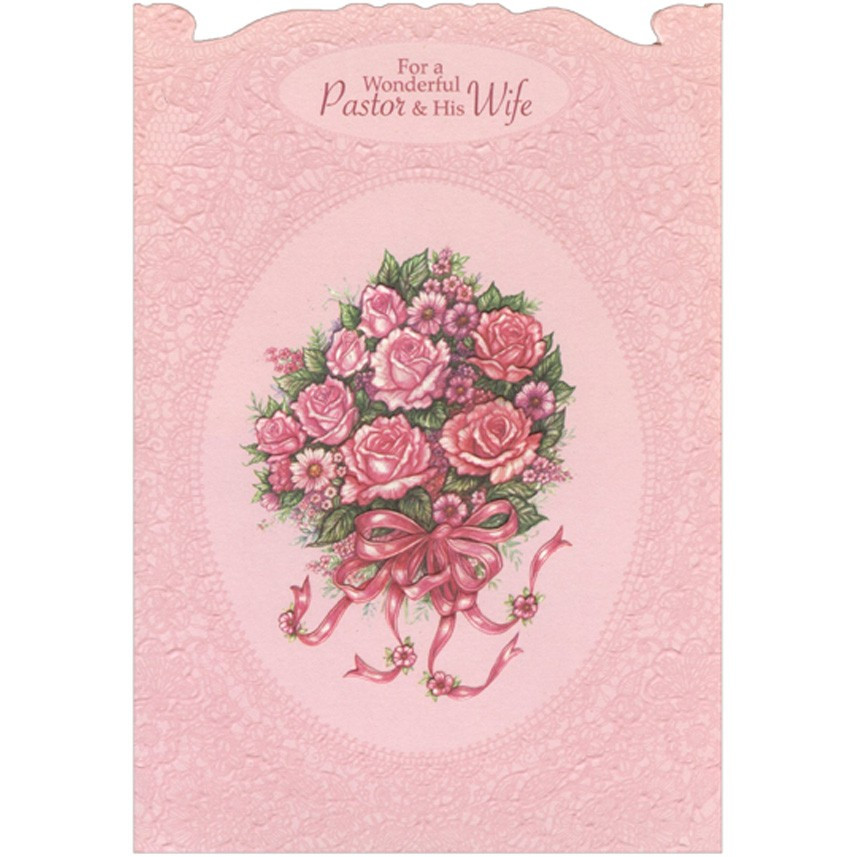 Pink Bouquet in Oval Frame with Embossed Floral Border Die Cut Wedding ...
