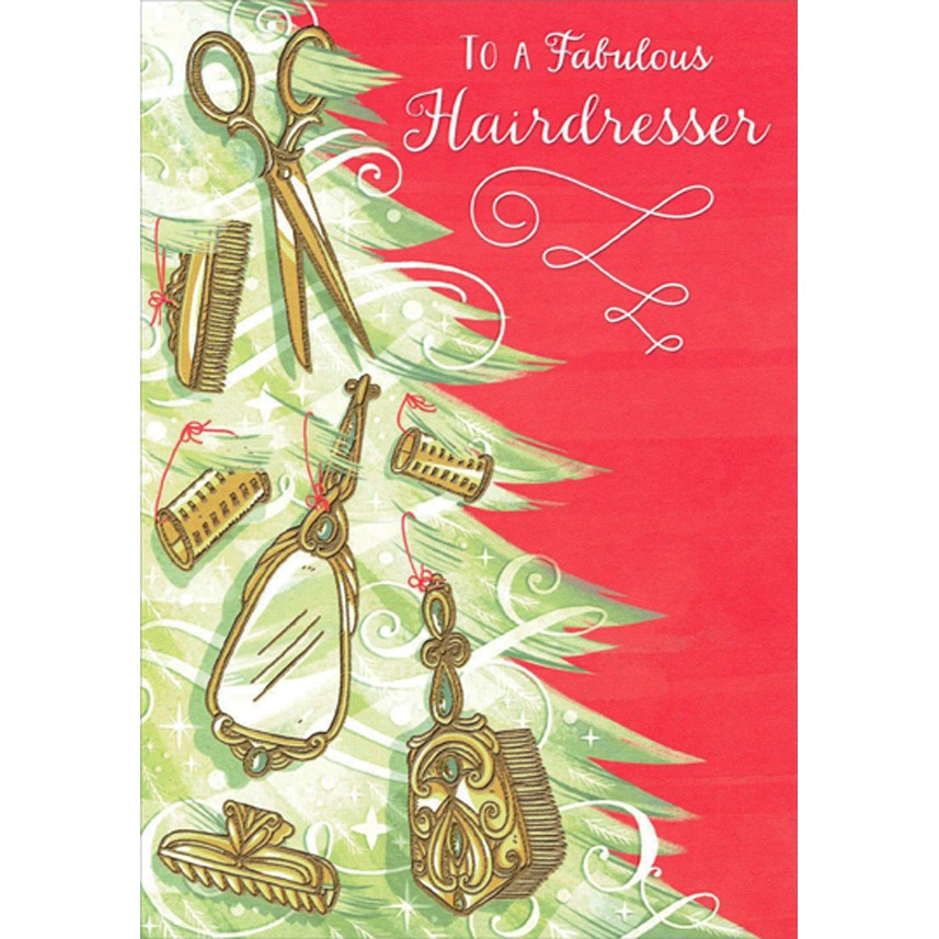 Light Green Tree : Gold Scissors, Comb, Curlers, Mirror, Brush and Clip ...