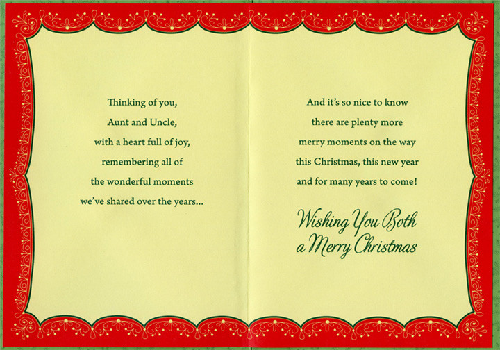 Gold Foil Bells with Red Ribbon : Green and Gold Border Aunt and Uncle ...