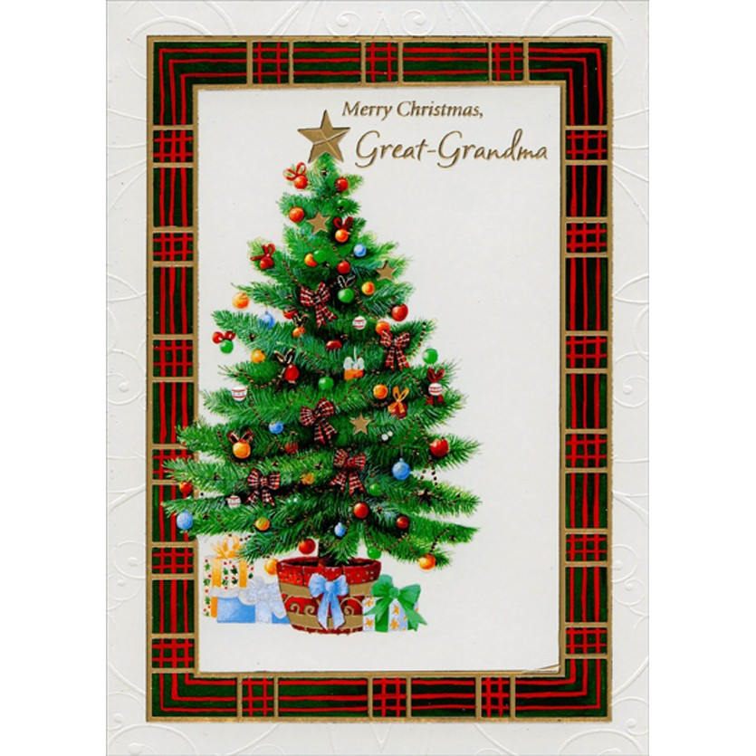 Decorated Tree : Red, Green and Gold Foil Frame Great-Grandma Christmas ...