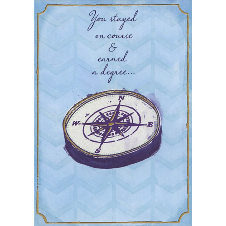 Watercolor Compass on Light Blue : Earned a Degree Congratulations Card ...