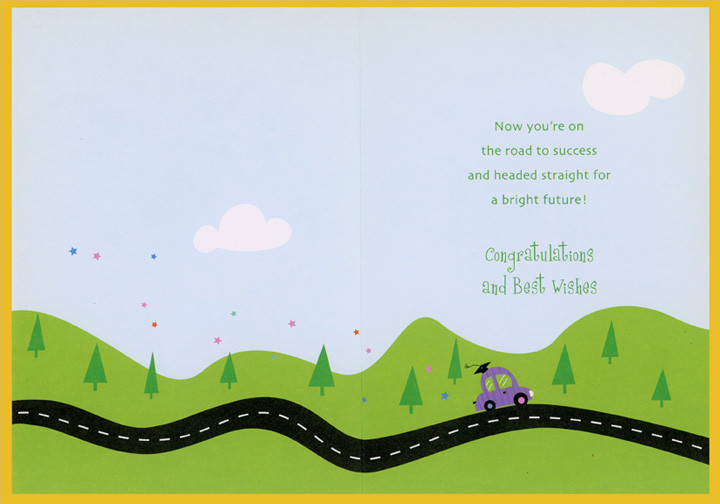 Purple Car on Steep Uphill Road High School Graduation Congratulations ...