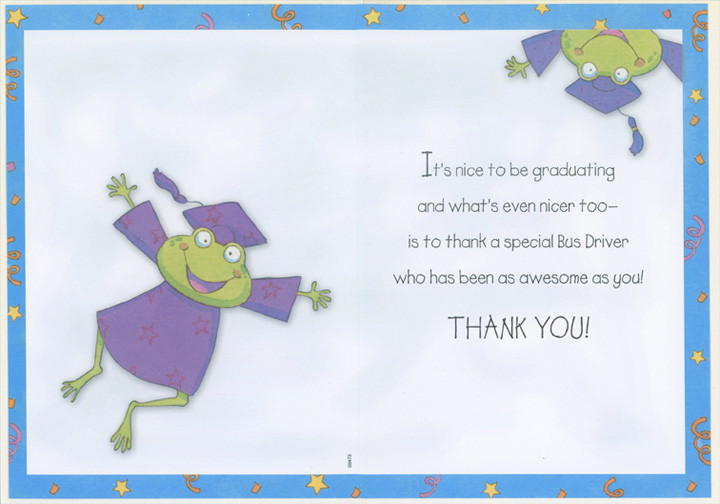 Three Jumping Grad Frogs Juvenile Bus Driver Thank You Card from Kid ...