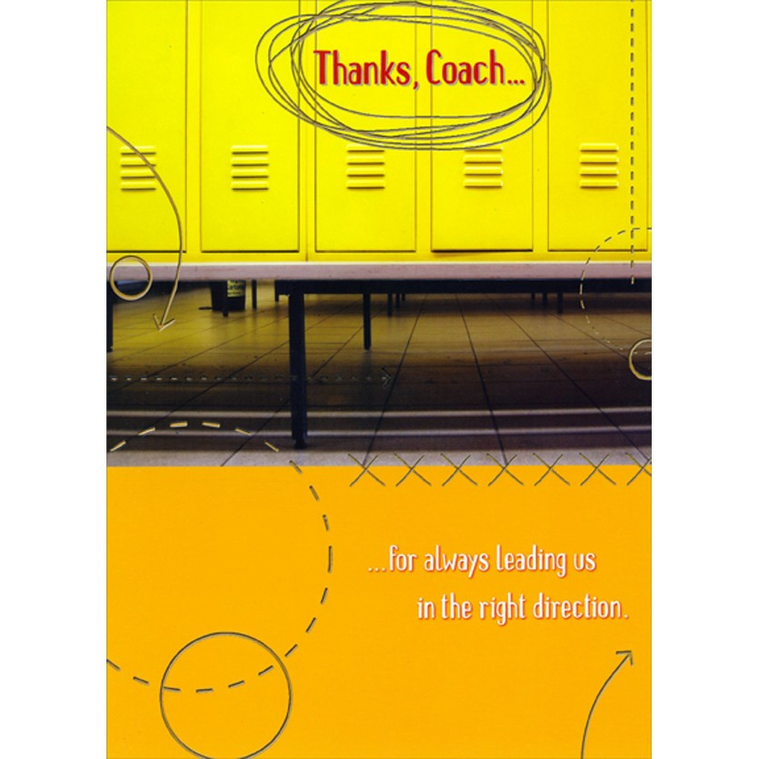 Yellow Lockers : Leading in the Right Direction Coach Thank You Card ...