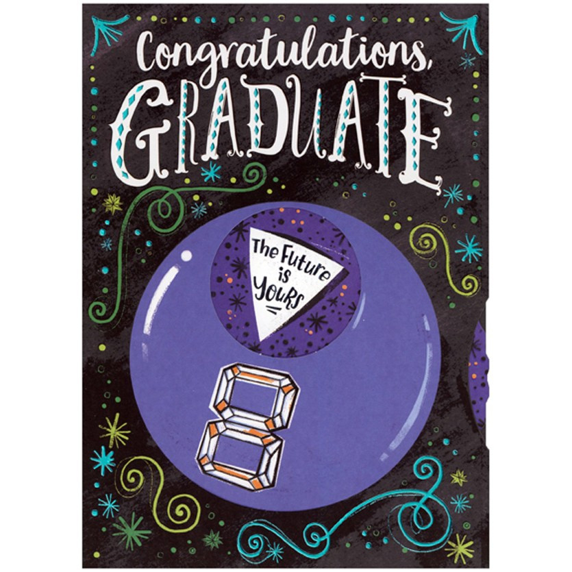 Magic 8 Ball : Die Cut Window Graduation Congratulations Card with ...