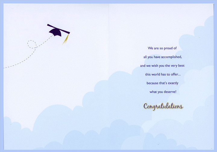 Grad Caps Soaring Over Earth Our Wishes Graduation Congratulations Card ...