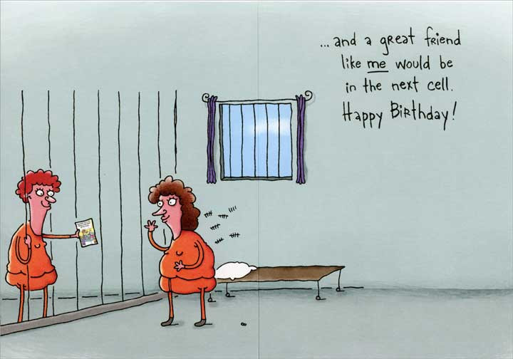 Visit in Jail or Bail Out Funny / Humorous Feminine Birthday Card for ...