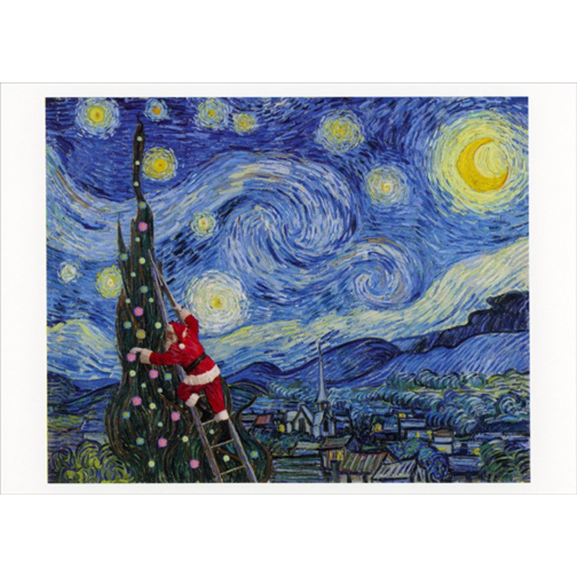 Santa Impressionist Painting : The Starry Night Box of 10 Christmas ...