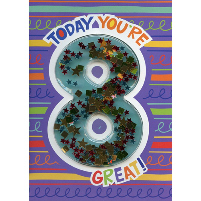 Today You're 8 Confetti Shaker 3D Age 8 / 8th Birthday Card ...