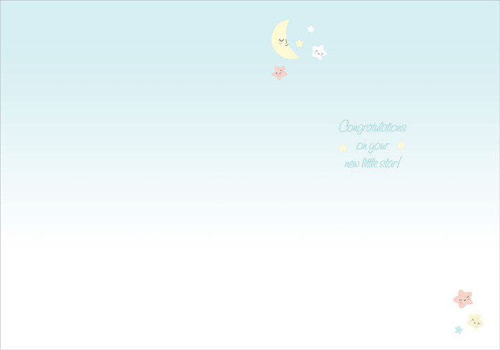 Oh Baby Moon, Clouds, Stars Tip On 3D Glitter New Baby Congratulations ...