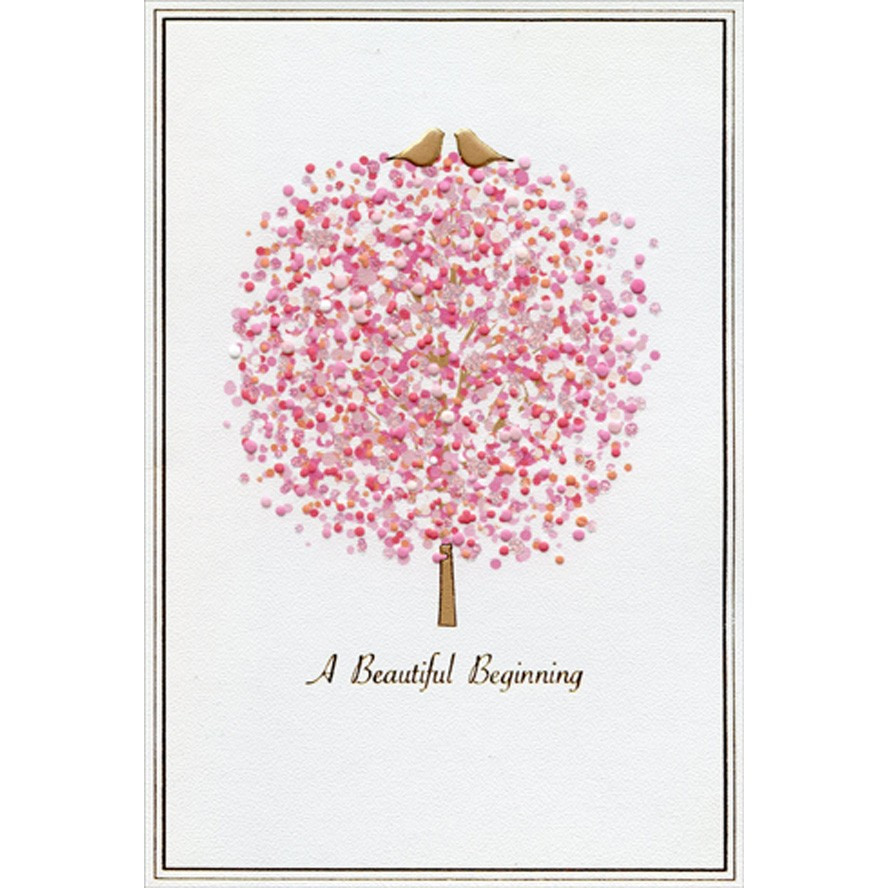 Birds on Dotted Tree Wedding Congratulations Card | PaperCards.com