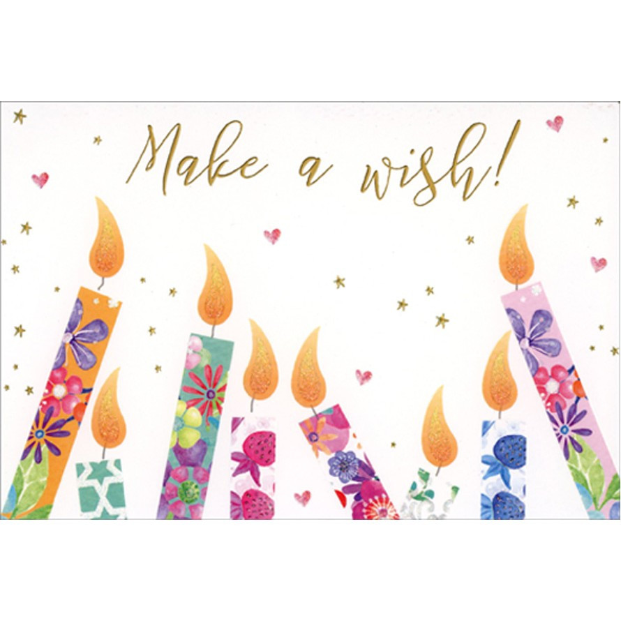 Make A Wish : Floral Decorated Candles Birthday Card | PaperCards.com