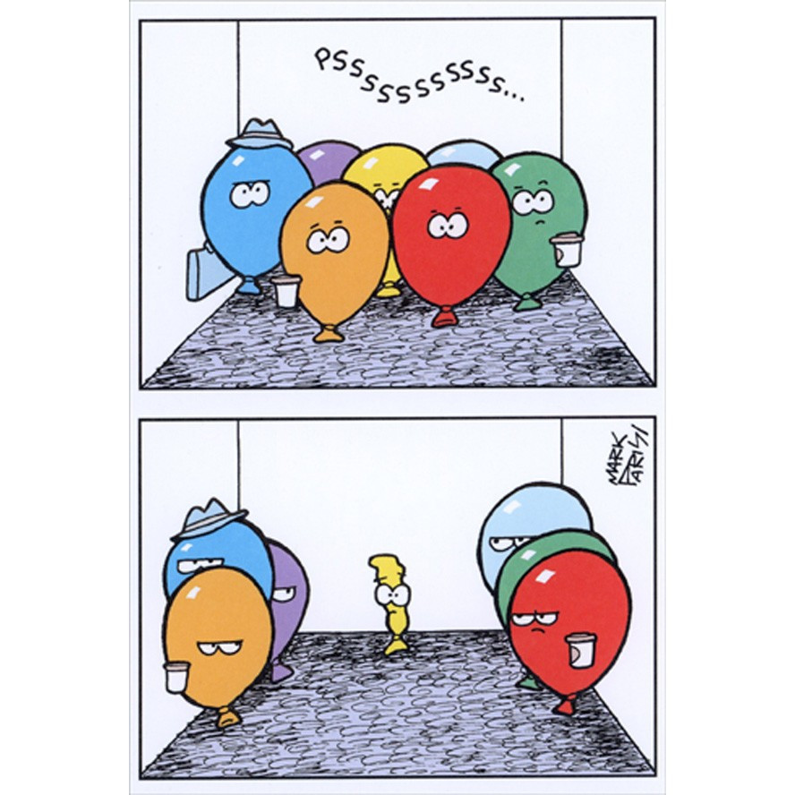 Deflated Balloon in Elevator Funny / Humorous Birthday Card ...