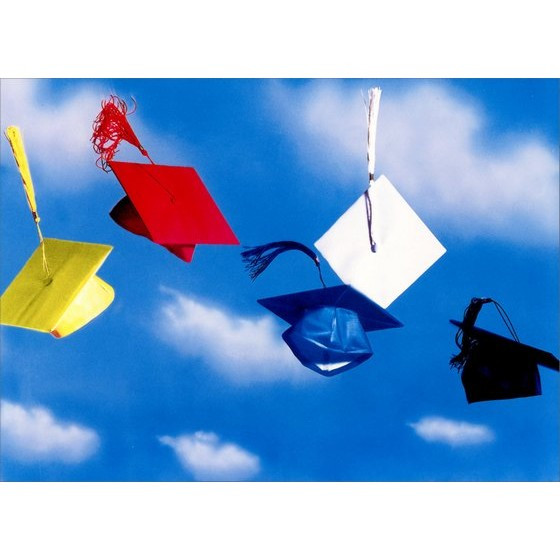 Grad Caps in Air Graduation Congratulations Card | PaperCards.com