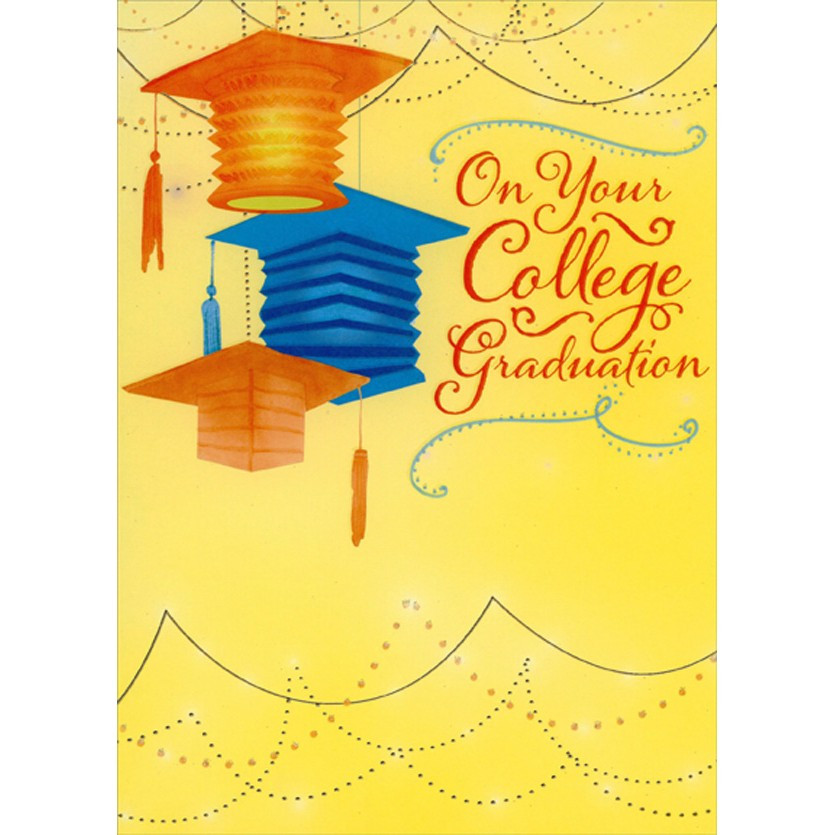 Orange and Blue Grad Cap Paper Lanterns College Graduation ...