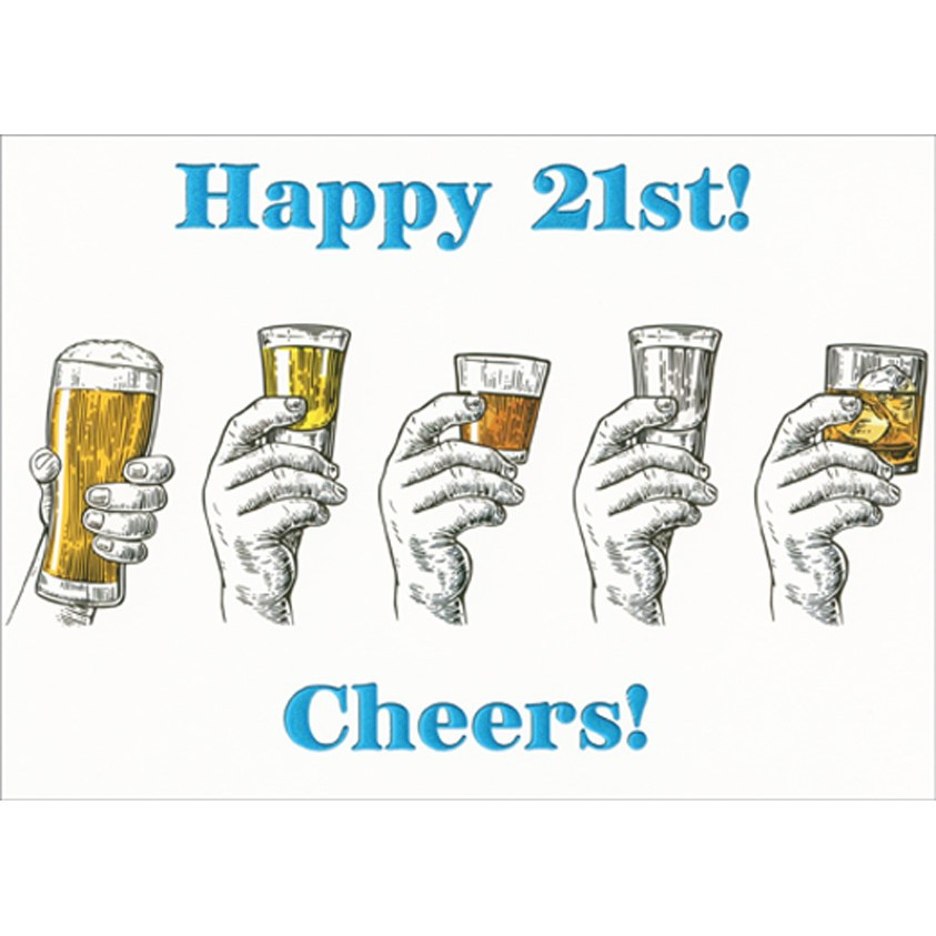 Five Raised Glasses : Cheers Funny / Humorous 21st / Twenty-First ...