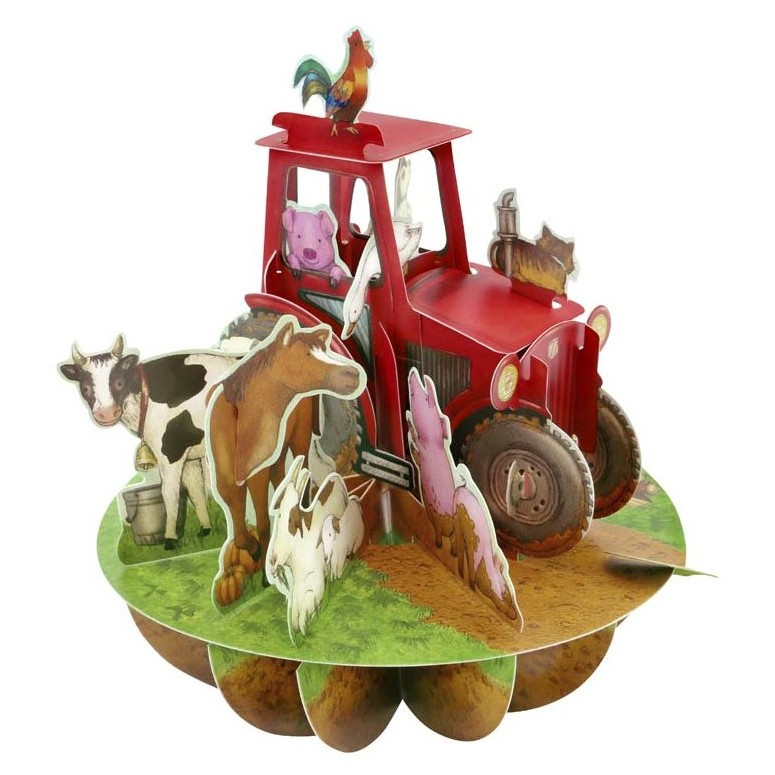 Farm Animals and Red Tractor 3D Pop Up Santoro Pirouettes Blank Note ...