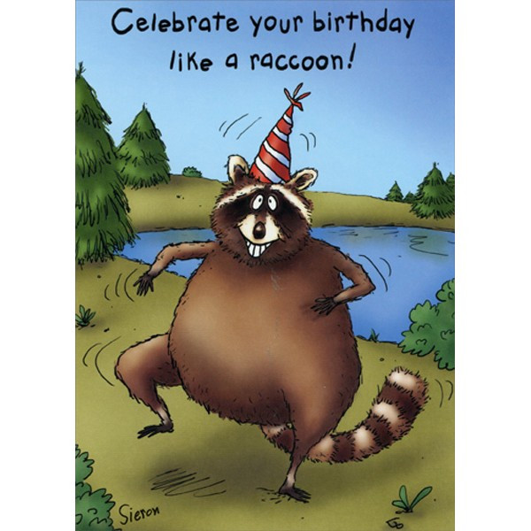 Raccoon Celebration Funny Birthday Card | PaperCards.com