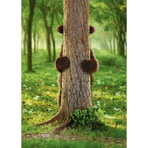 Brown Bear Peek A Boo Funny Goodbye Card | PaperCards.com