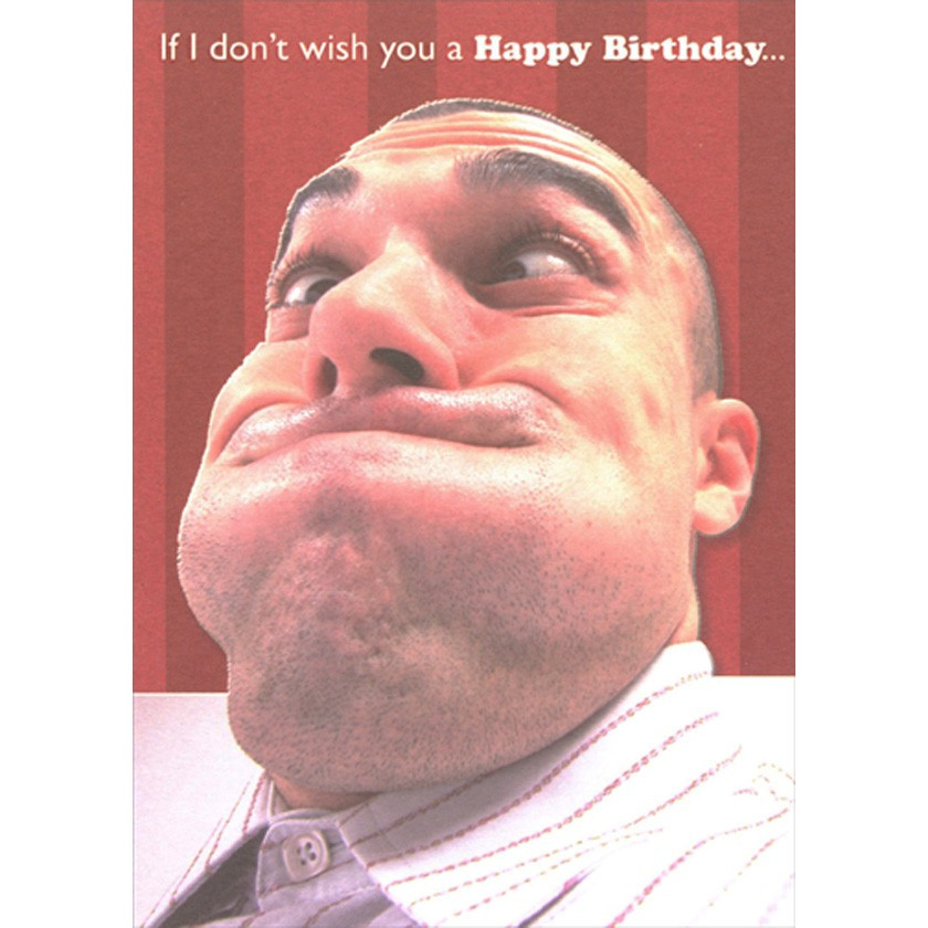 Man Holding Breath with Puffy Cheeks Funny / Humorous Birthday Card ...