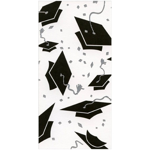 Black Grad Caps with Silver Foil Confetti Graduation Money Holder ...