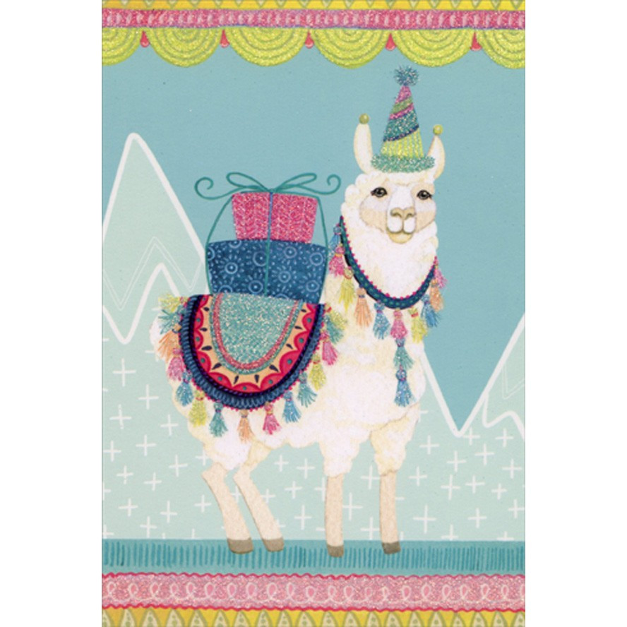 Party Llama Nicole Tamarin Patchwork Birthday Card | PaperCards.com