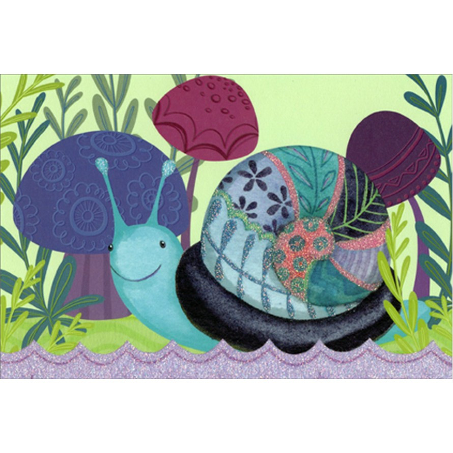 Cute Patterned Snail Belated Nicole Tamarin Patchwork Birthday Card ...