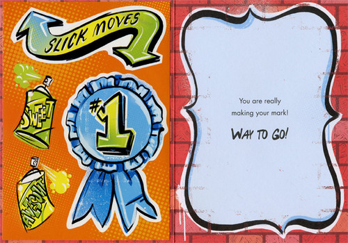 Blue Ribbon and Spray Paint Accomplishment Congratulations Card for ...