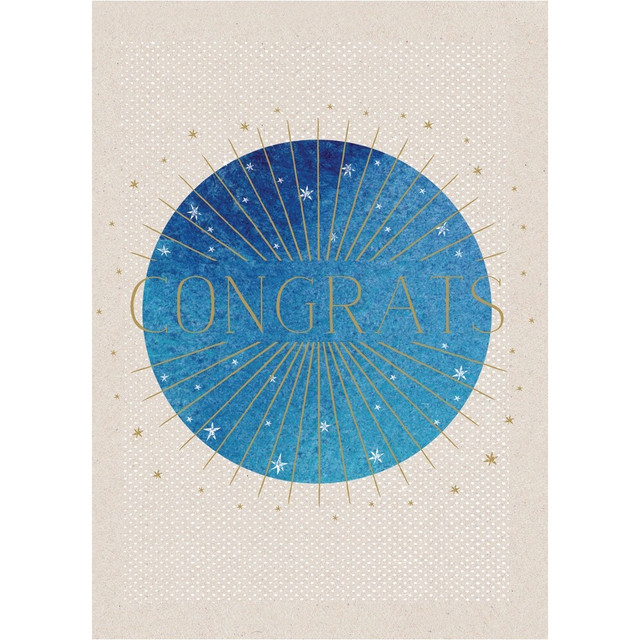 Blue Circle and Shining Gold Stars Congratulations Card | PaperCards.com