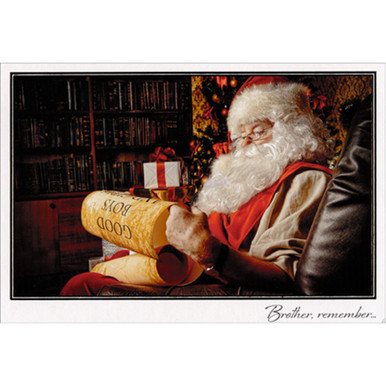 Santa Reading List of Good Boys and Girls Brother Christmas Card ...