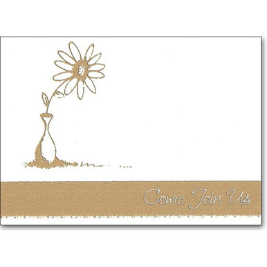 Gold Flower & Pot Box of 25 Come Join Us Invitations | PaperCards.com