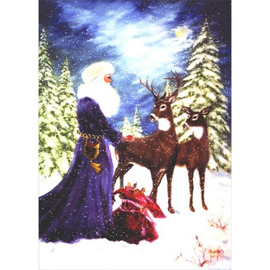 Santa with Deer Christmas Card | PaperCards.com