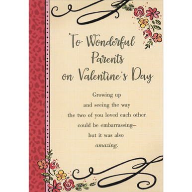 To Wonderful Parents: Small Flowers in Corners Valentine's Day Card for ...